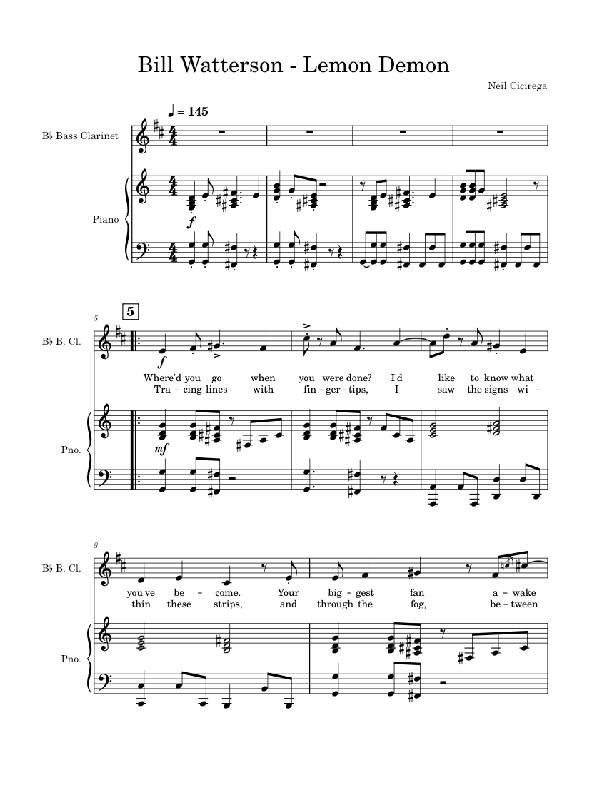 Bill watterson – Lemon Demon Bill Watterson – Lemon Demon Bass Clarinet ...