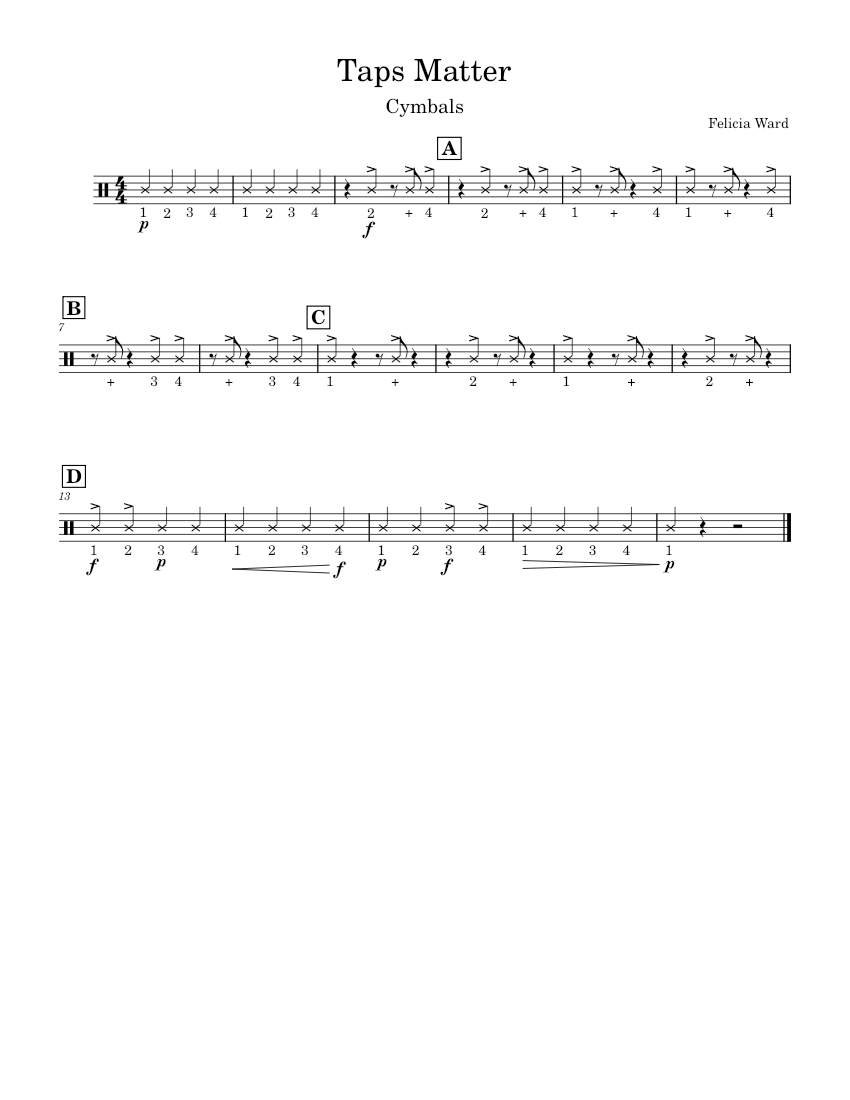 Taps Smatter Cymbals Sheet music for Tuba (Solo) | Musescore.com
