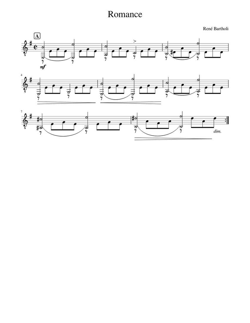 romance Sheet music for Guitar (Solo) | Musescore.com