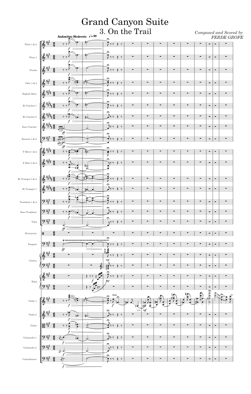 Grand Canyon Suite III: On the Trail – Ferde Grofé Sheet Music for ...