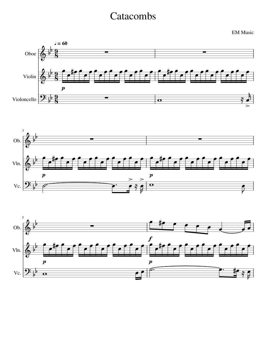 Catacombs Sheet music for Oboe, Violin, Cello (Mixed Trio) | Musescore.com