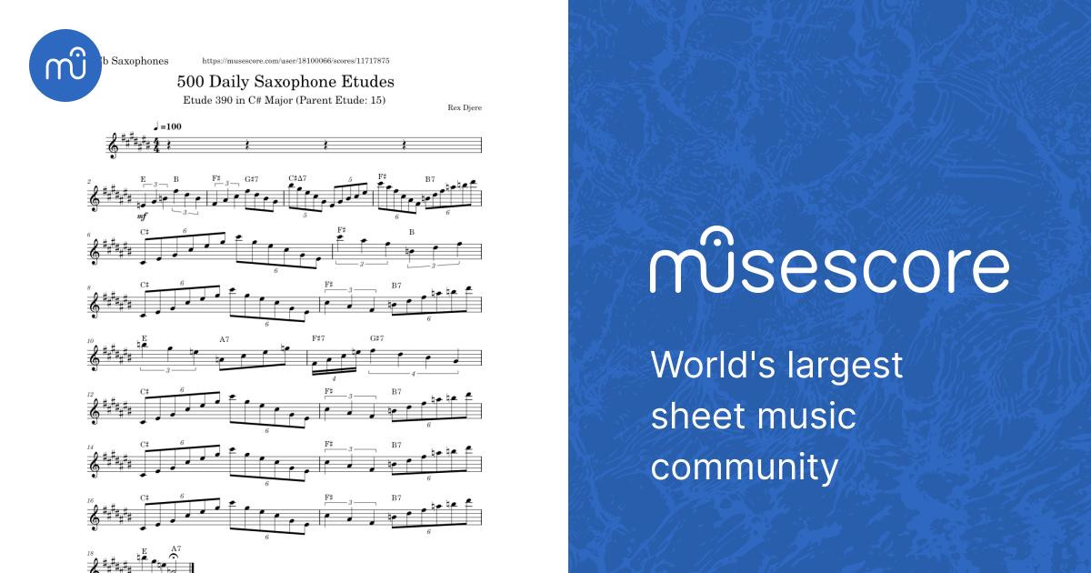 500 Daily Saxophone Etudes - Etude 390 in C# Major - Rex Djere Sheet ...