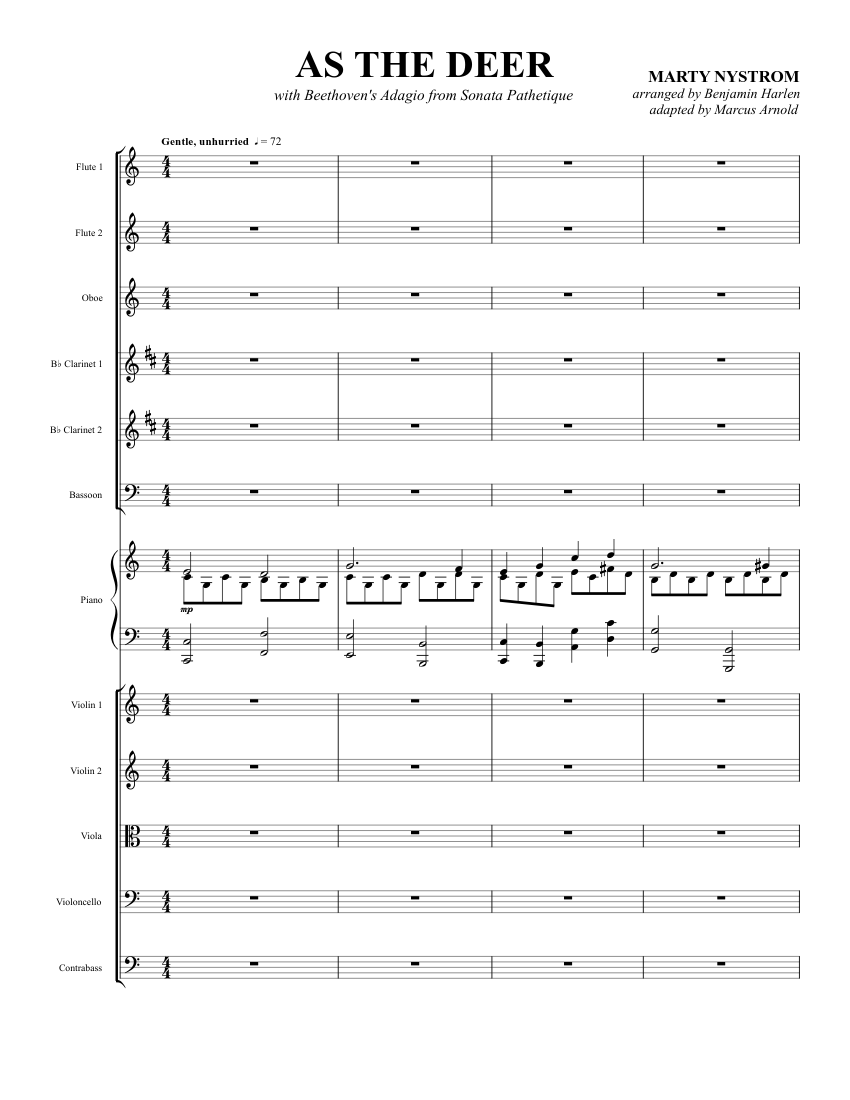 AS THE DEER Sheet music for Piano, Flute, Oboe, Clarinet in b-flat ...