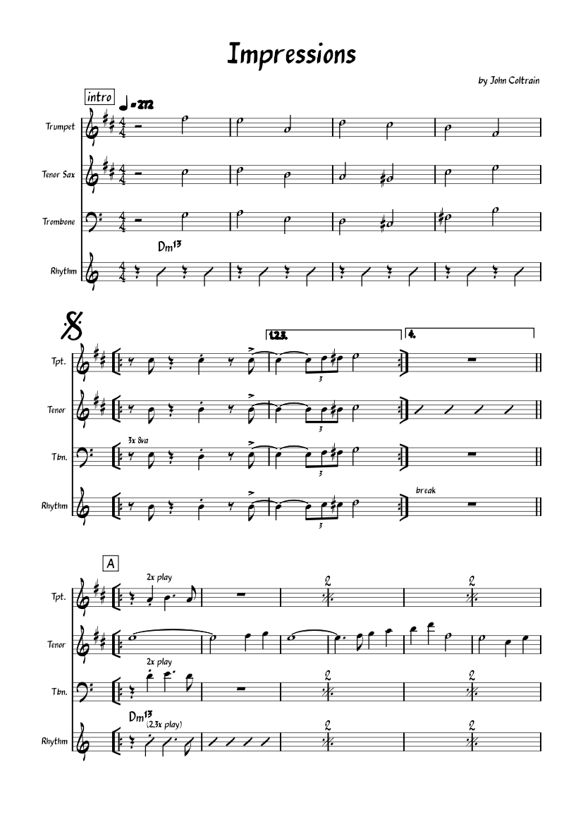 Impressions – John Coltrane Impressions_band Sheet Music with Chords ...