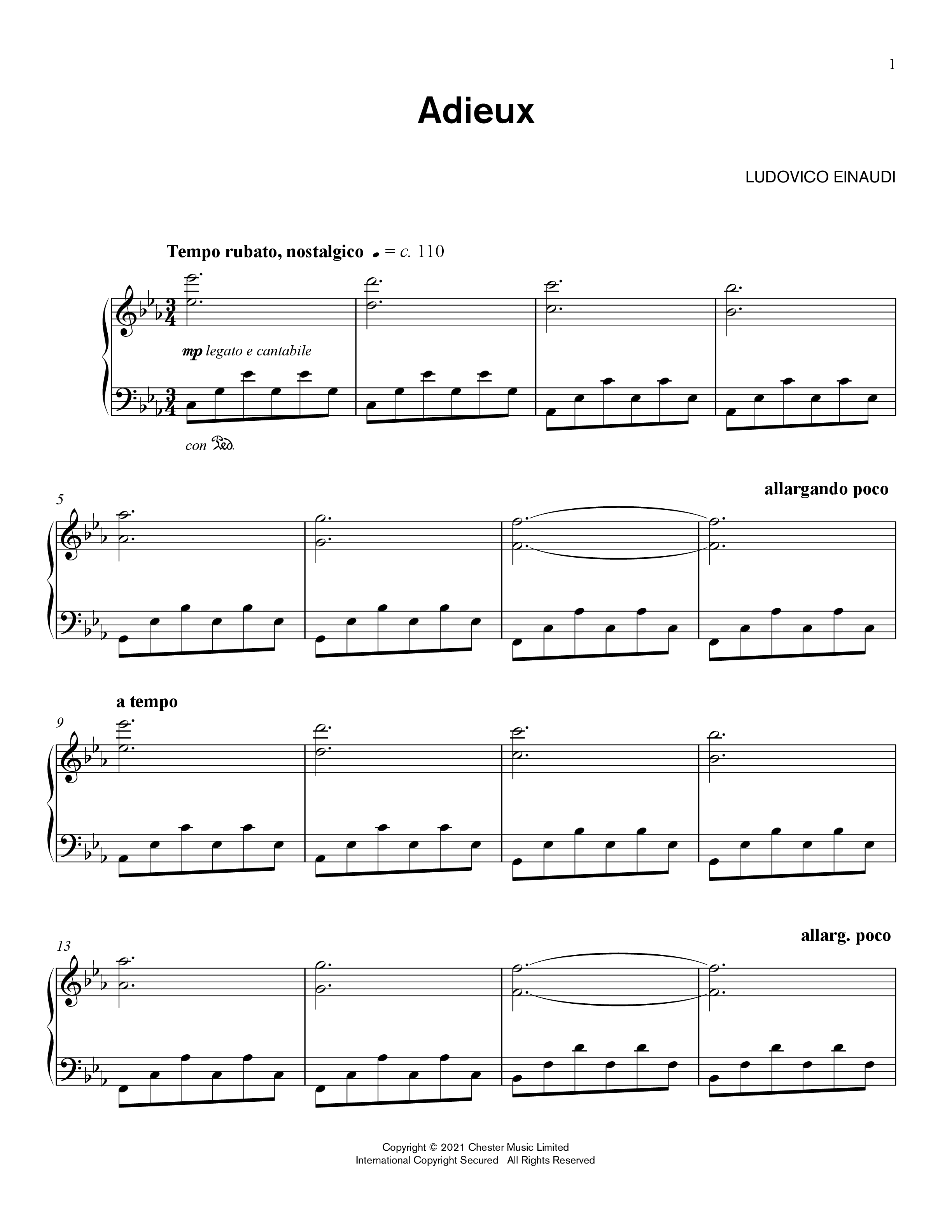Play Official version of Adieux Sheet Music by Ludovico Einaudi for ...