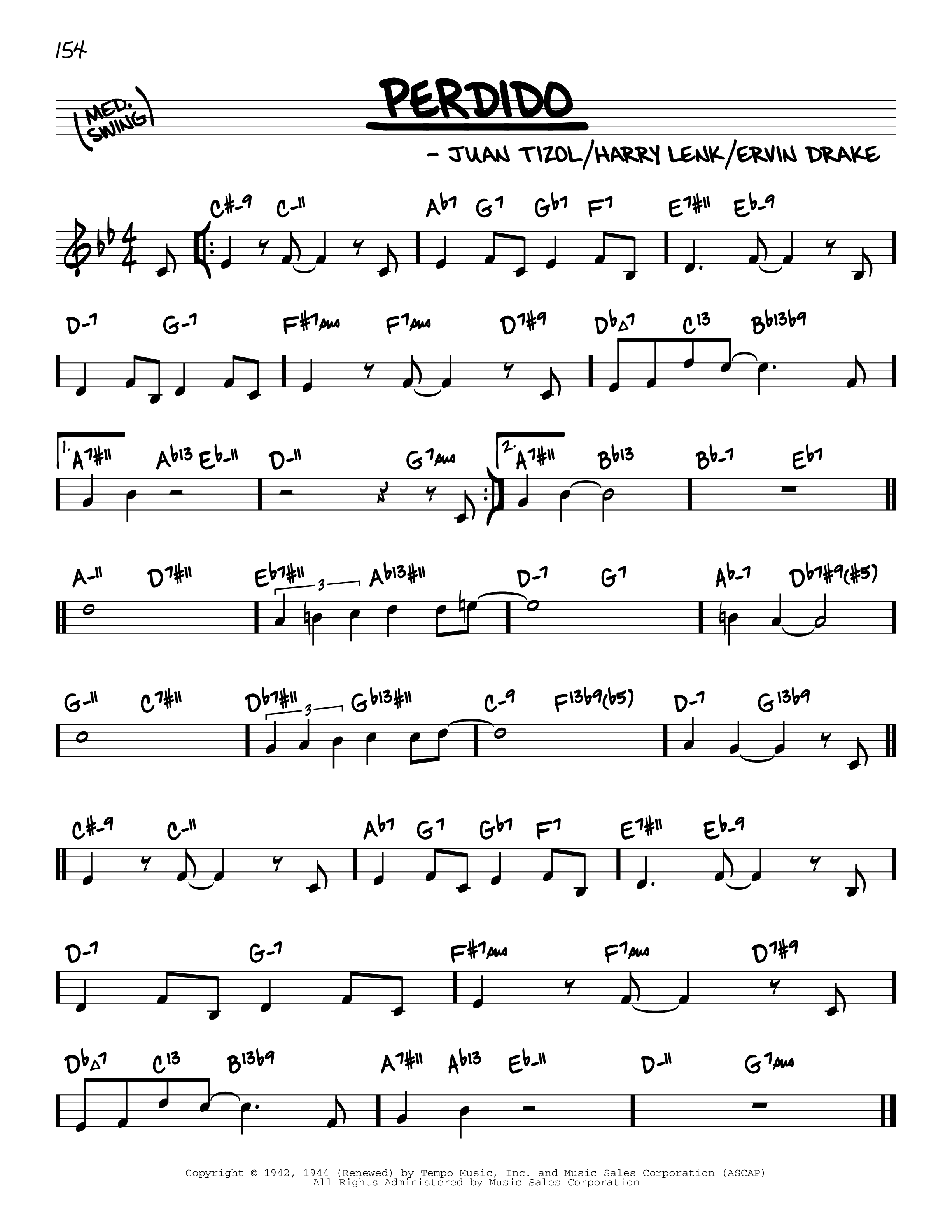 Play Official version of Perdido Sheet Music by Duke Ellington for ...