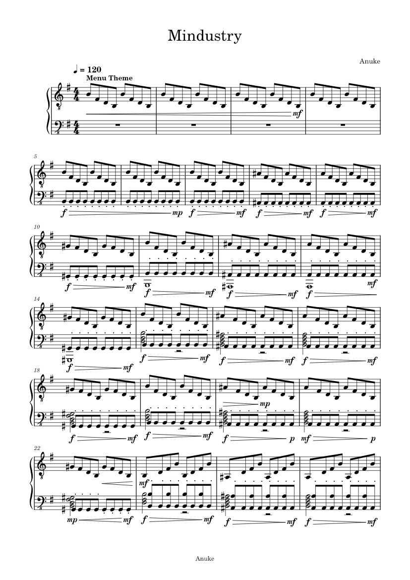 Mindustry – Anuke (Complete* OST) Sheet Music for Piano (Solo) Easy ...