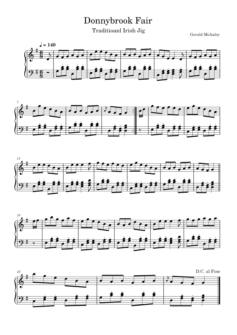 Donnybrook Fair Sheet Music for Piano (Solo) Easy | MuseScore.com