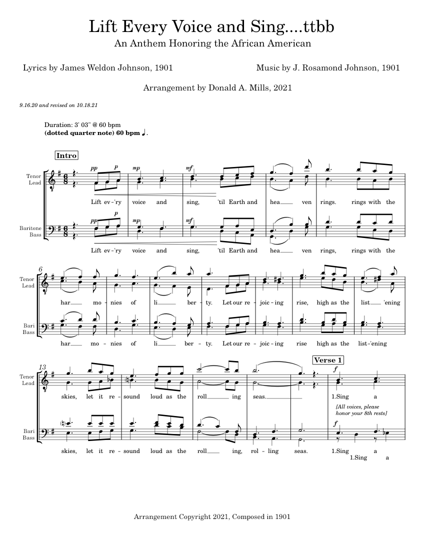 Lift Ev'ry Voice and Sing – J. Rosamond Johnson - piano tutorial
