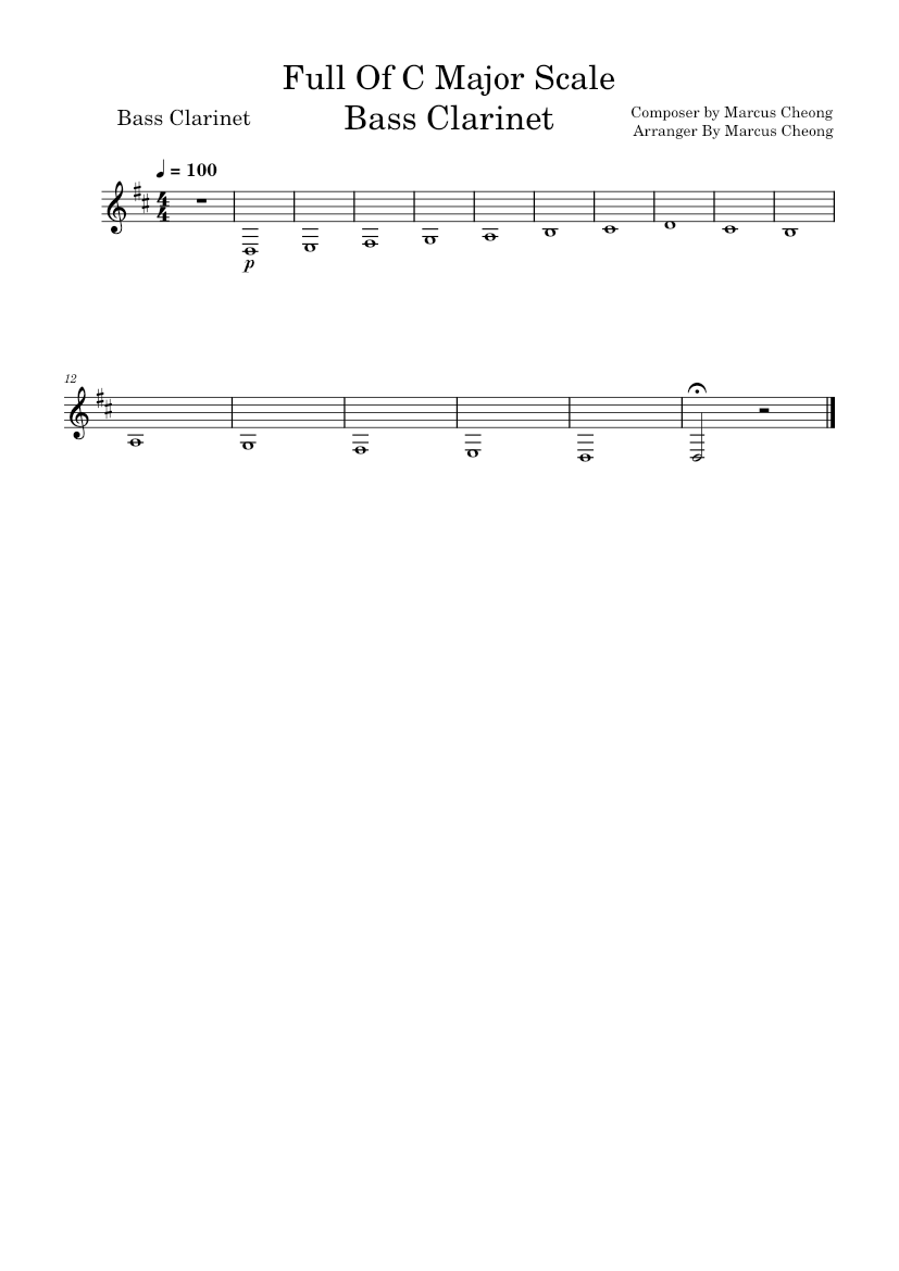 Full Of C Major Scale Bass Clarinet Sheet music for Clarinet other ...