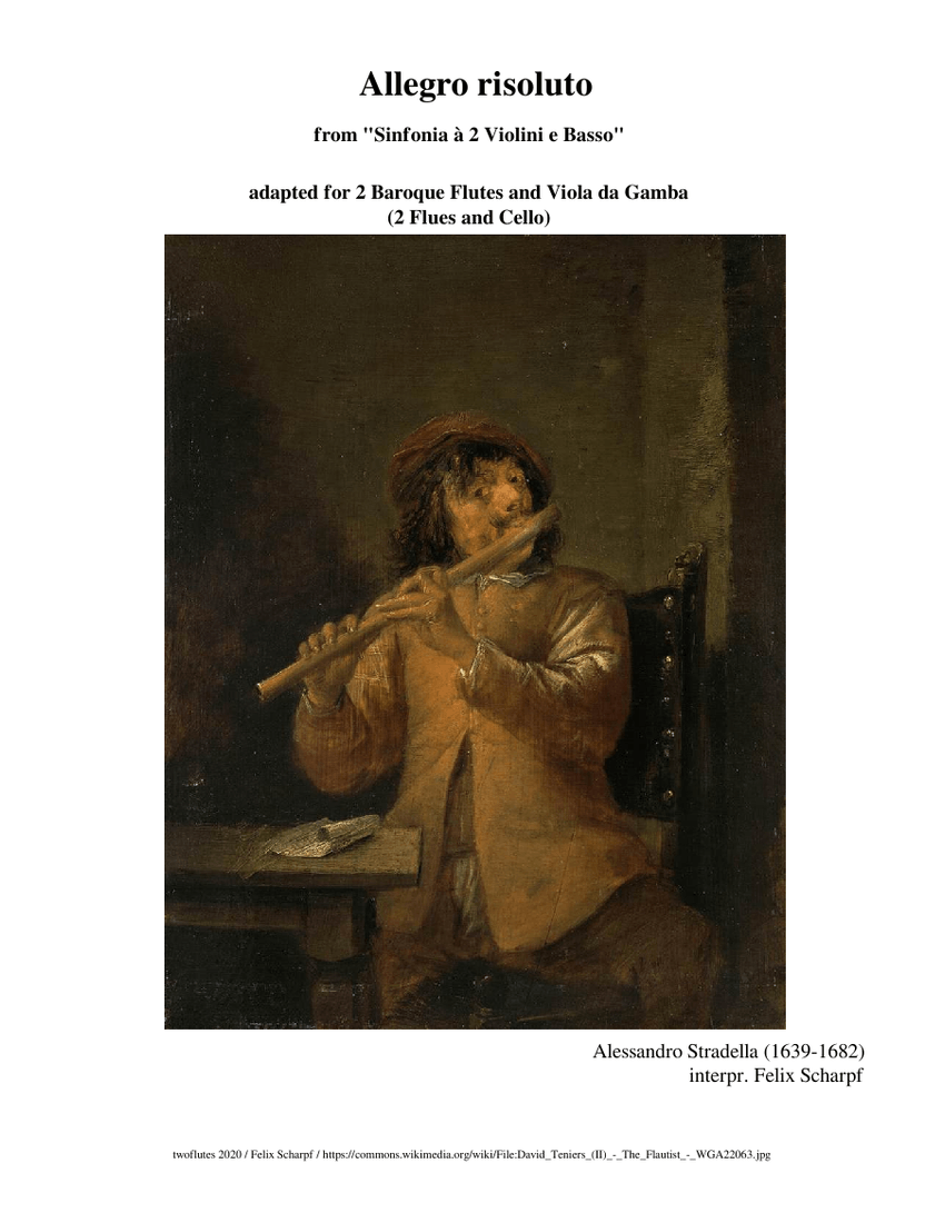 Stradella, Alessandro - Allegro risoluto from Sinfonia à 2 Violini e Basso, arr. for 2 Baroque ...