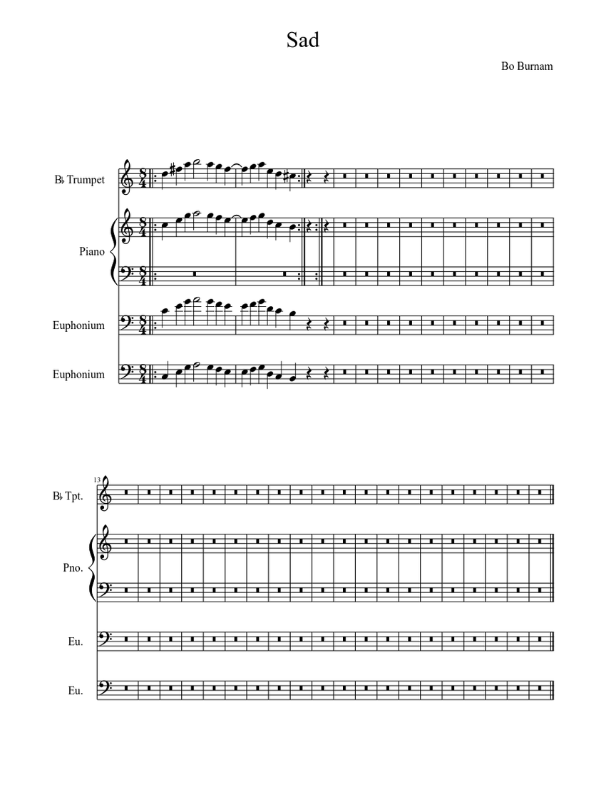Sad (bo) Sheet music for Piano, Trumpet other (Solo) | Download and ...