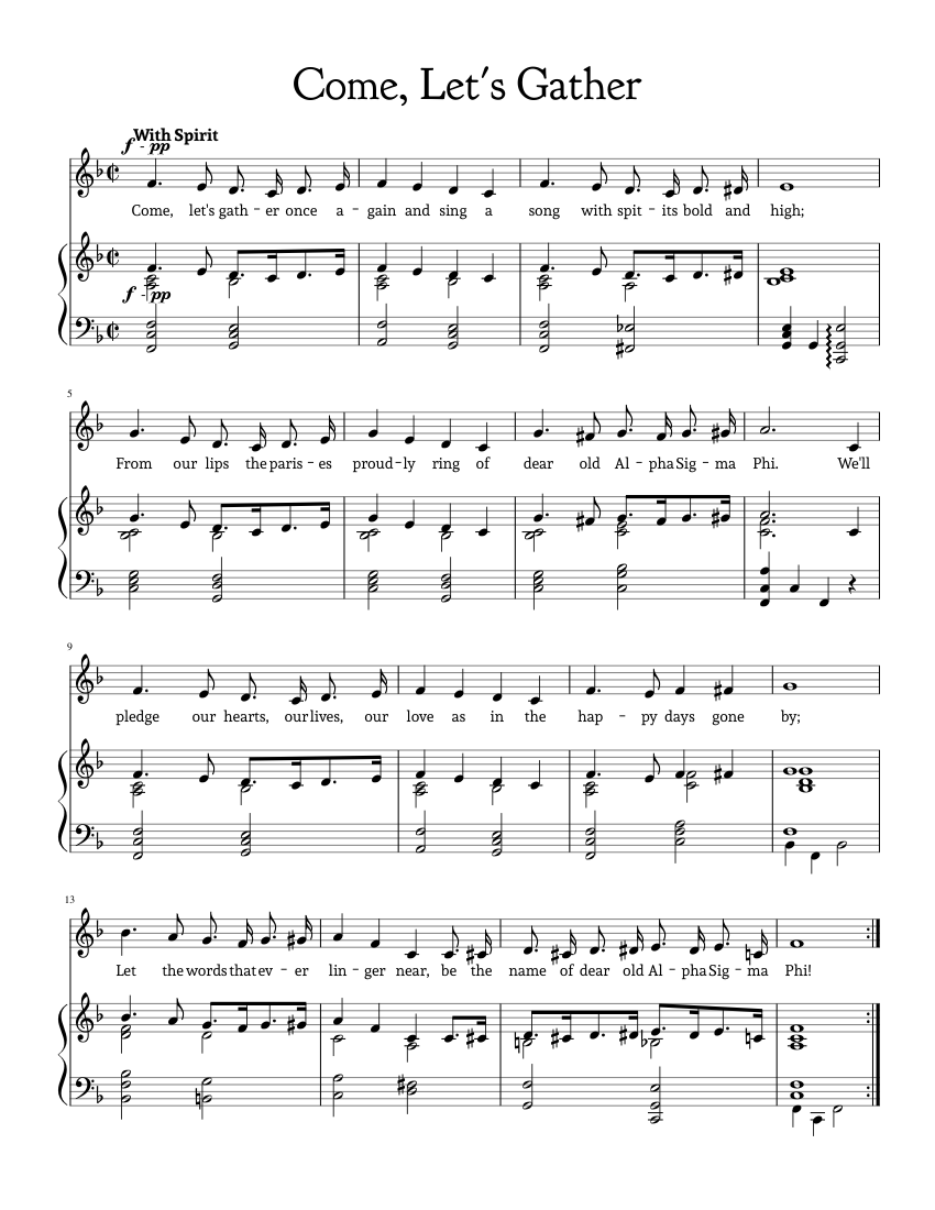 Come, Let's Gather Sheet music for Piano, Vocals (Choral) | Musescore.com