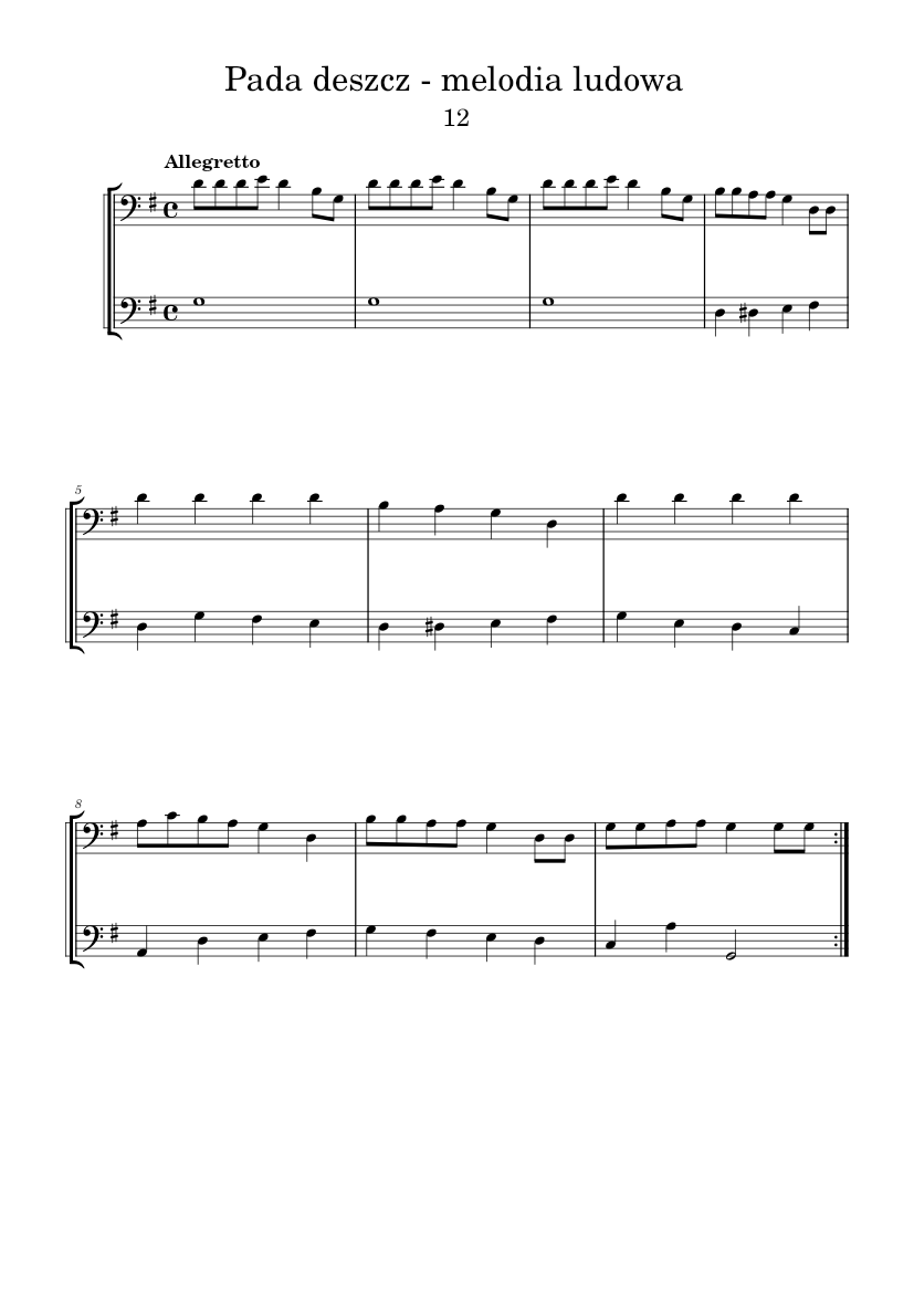12 Pada deszcz - melodia ludowa - piano tutorial