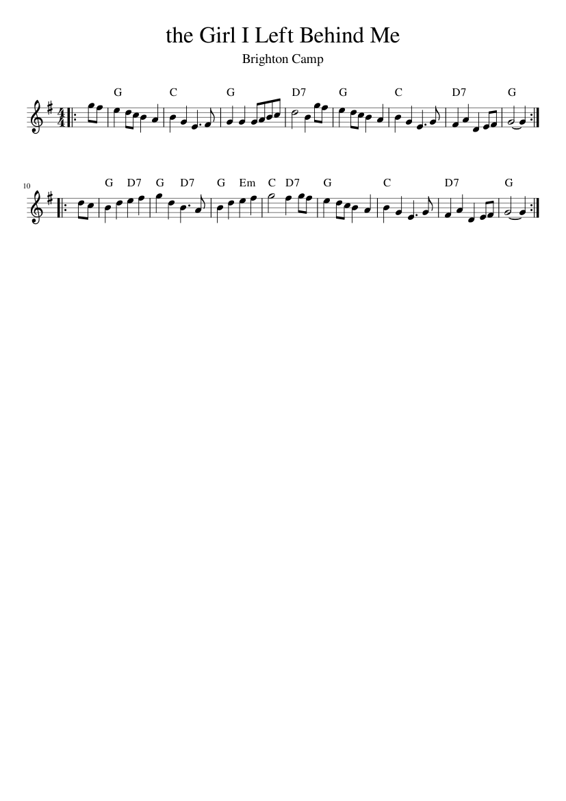 the Girl I Left Behind Me Sheet music for Piano (Solo) Easy | Musescore.com