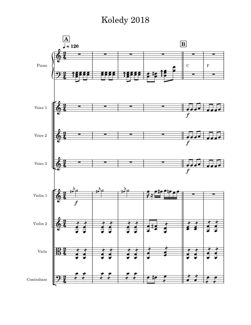 Koledy 2018 Sheet music for Piano, Vocals, Violin, Viola (Mixed Ensemble) | Musescore.com