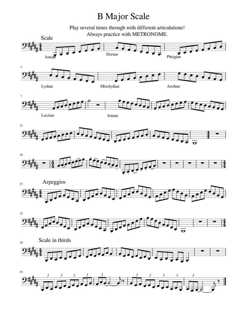 B Major Scale Sheet music for Bassoon (Solo) | Musescore.com