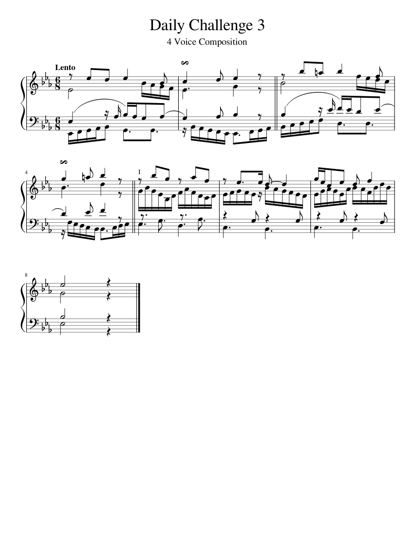 Daily Practice 3: Four Voice Counterpoint Sheet music for Piano (Solo) | Musescore.com