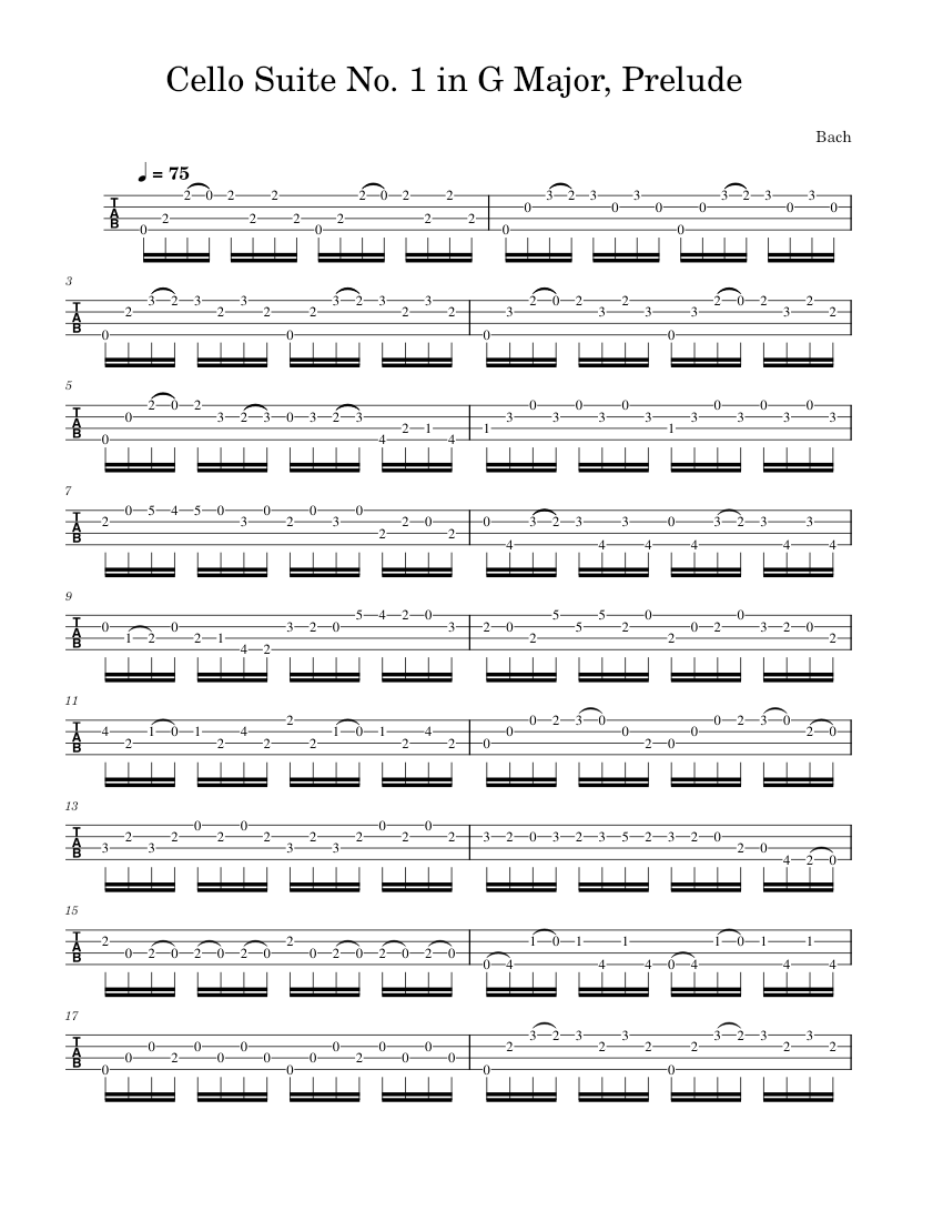 Cello Suite No.1 in G major, BWV 1007 – Johann Sebastian Bach Sheet ...