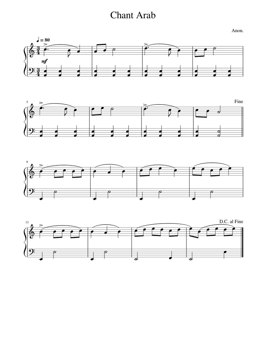 Chant_Arab Sheet music for Piano (Solo) | Musescore.com