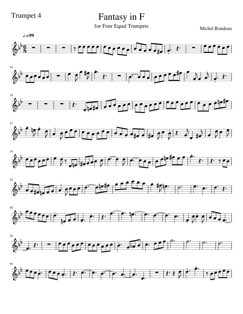 Fantasy in F Trumpet 4 Sheet music for Trumpet in b-flat (Solo ...