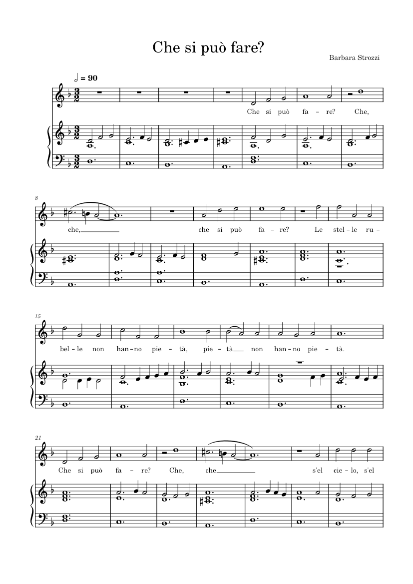 "Che si può fare?" – Barbara Strozzi voice+piano Sheet Music for Piano ...