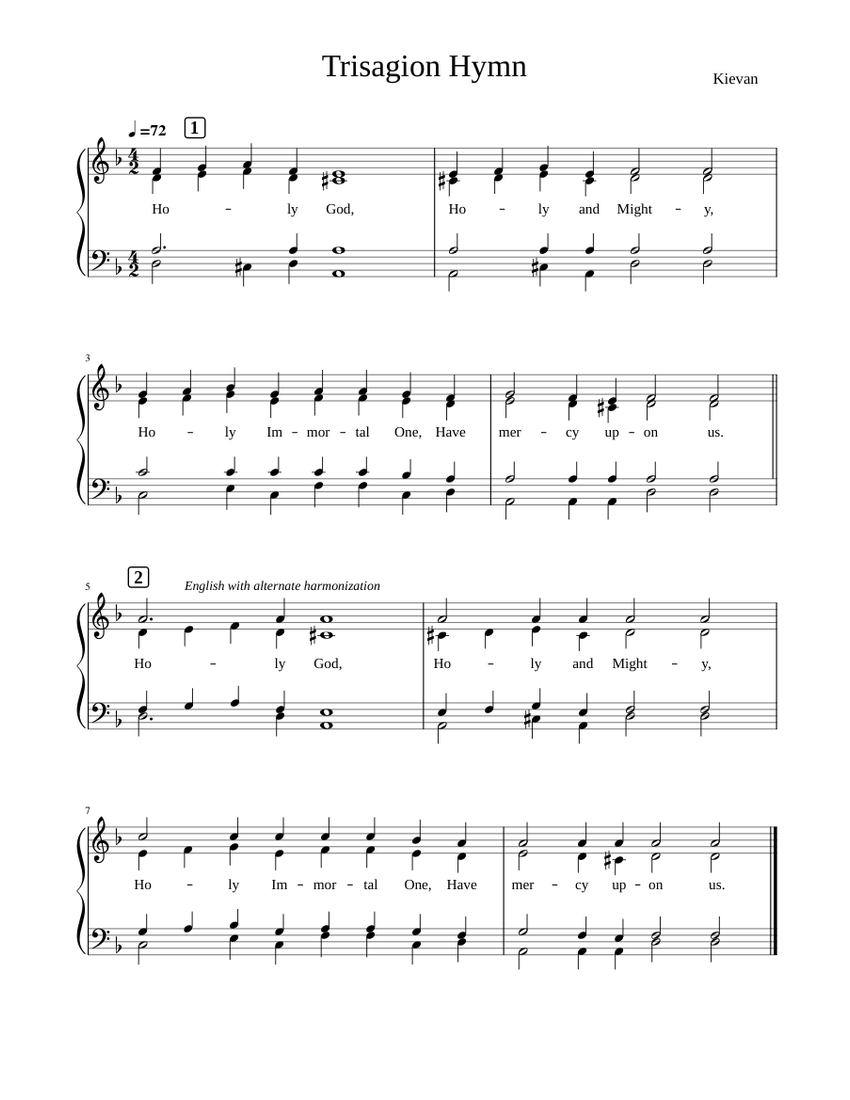 Trisagion Hymn Sheet music for Piano (SATB) | Musescore.com