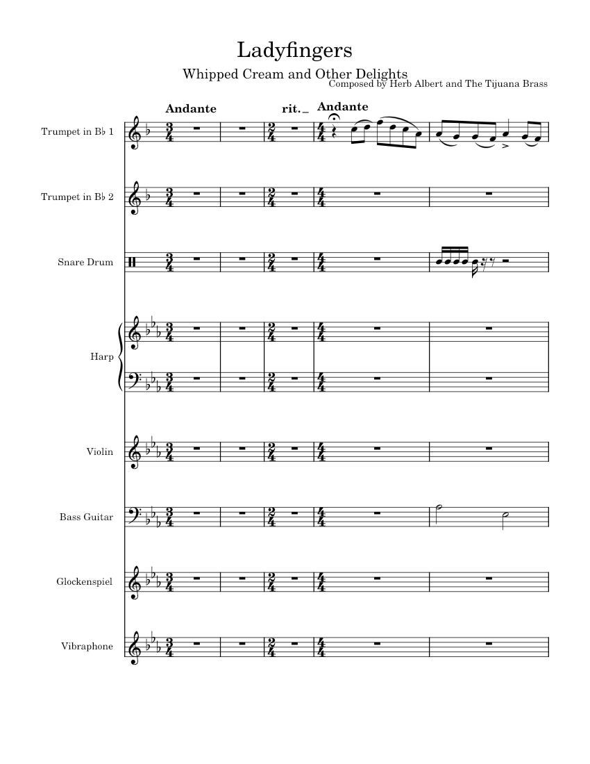 Ladyfingers on jonesy Sheet Music for Vibraphone, Glockenspiel, Violin ...