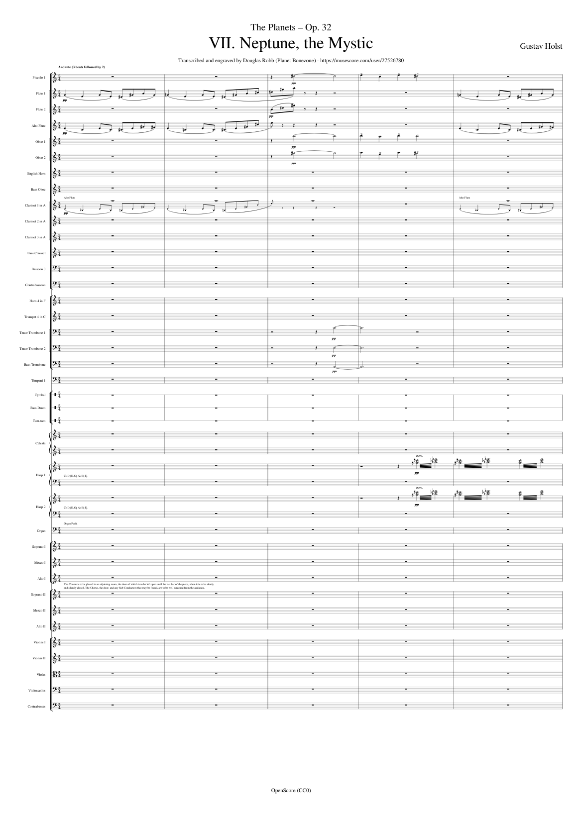 Holst – The Planets – VII. Neptune, the Mystic Sheet Music for Soprano ...