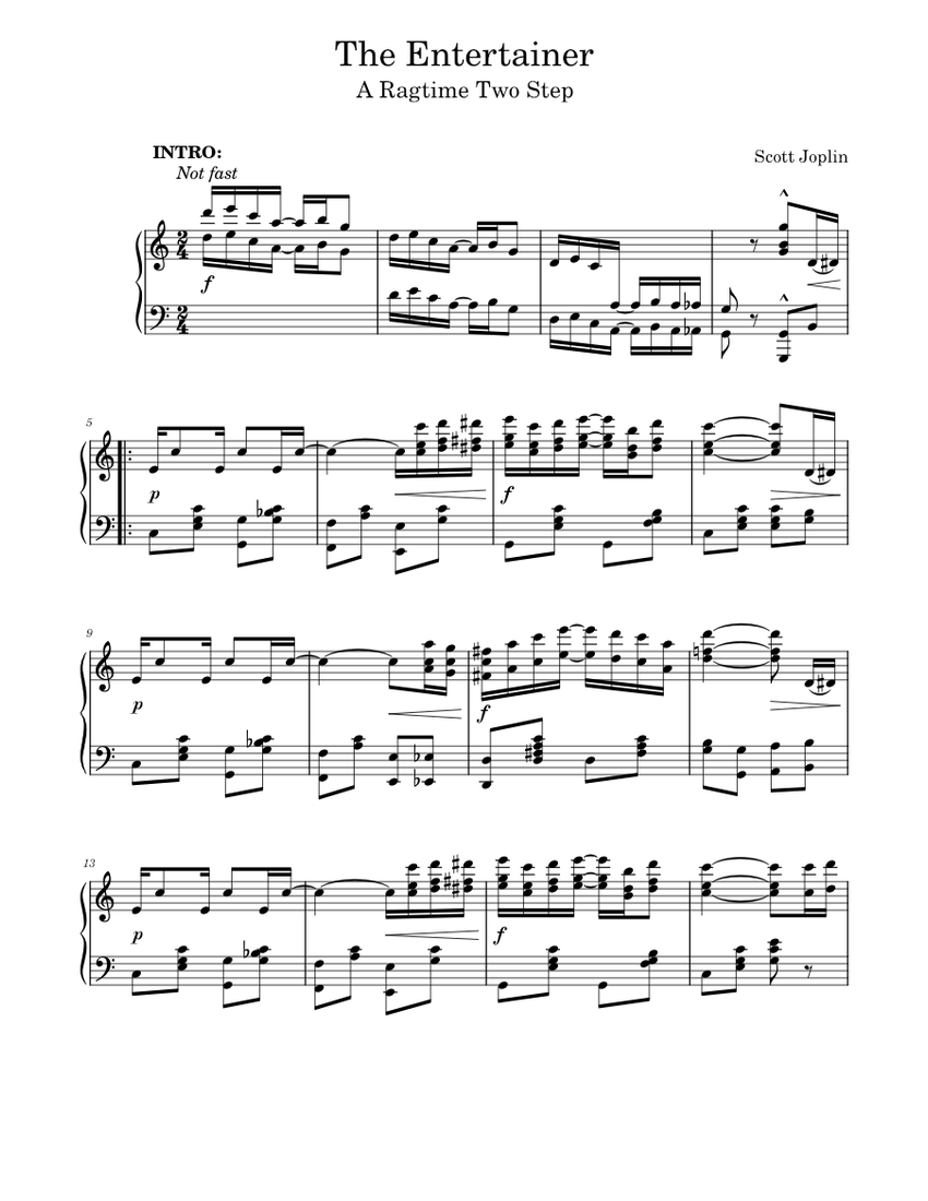 The Entertainer – Scott Joplin Sheet music for Piano (Solo) | Musescore.com