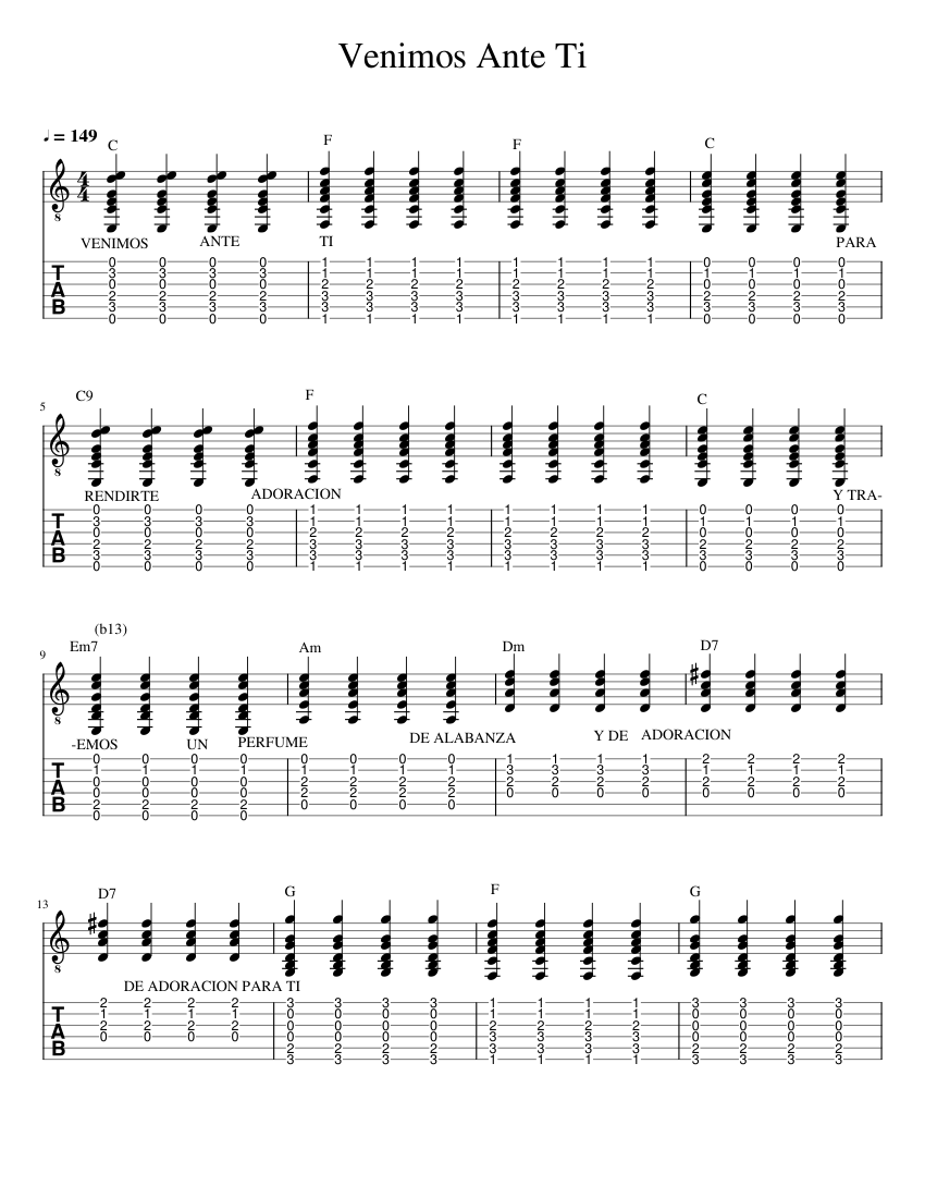 Venimos Ante Ti Sheet music for Guitar (Solo) | Musescore.com
