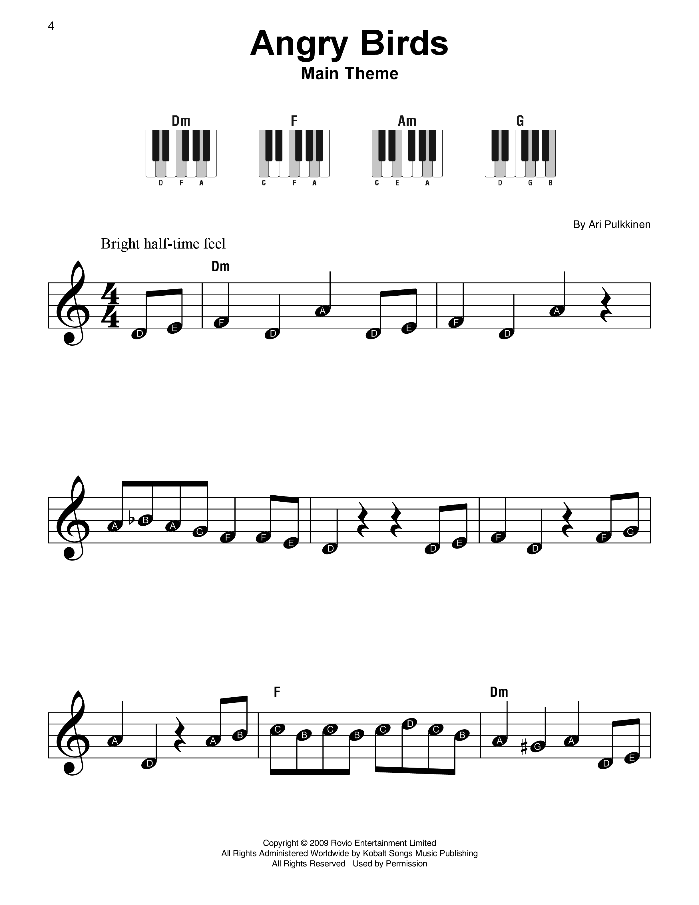 Play Official version of Angry Birds Theme Sheet Music by Ari Pulkkinen ...