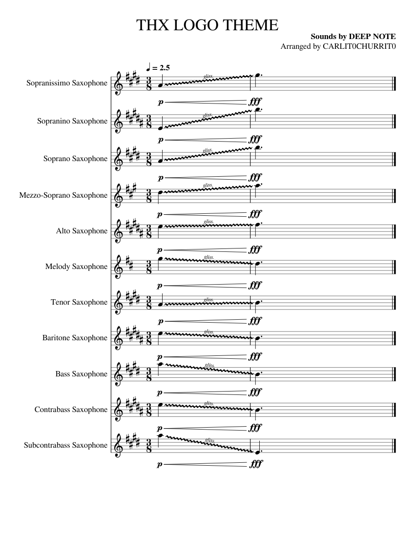 THX INTRO by CARLIT0CHURRIT0 Sheet music for Saxophone alto, Saxophone ...