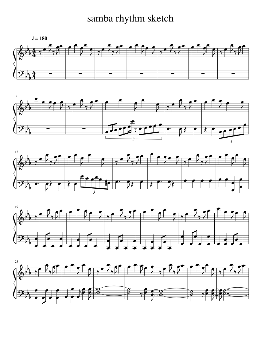 Samba rhythm sketch Sheet music for Piano (Solo) | Musescore.com