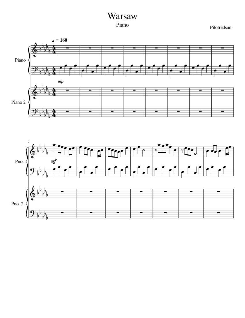 Warsaw – pilotredsun Sheet Music for Piano (Piano Duo) | MuseScore.com