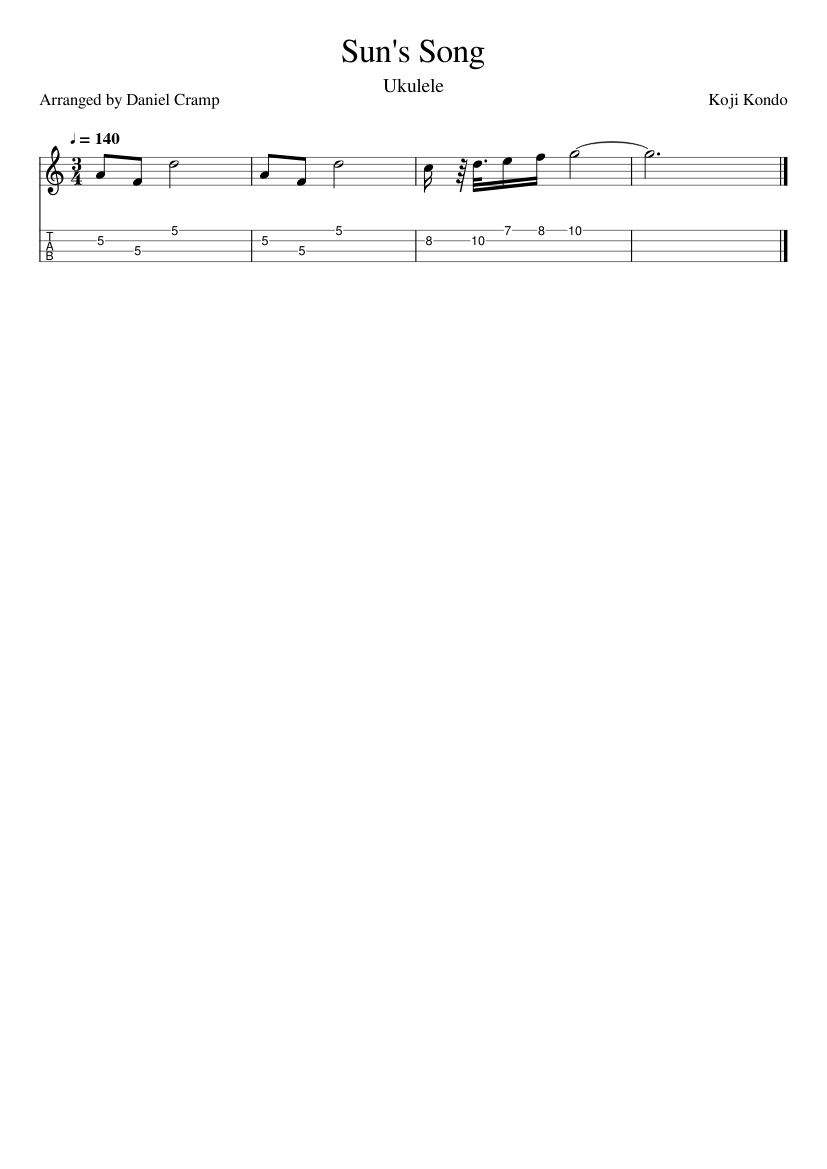 Sun's Song - Ukulele Sheet music for Ukulele (Solo) | Musescore.com
