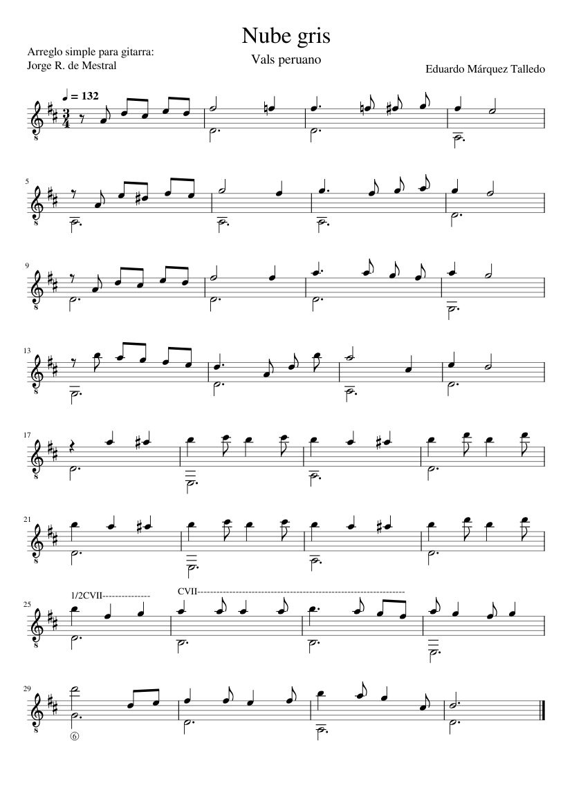 Nube gris – Eduardo Marquez Sheet music for Guitar (Solo) | Musescore.com