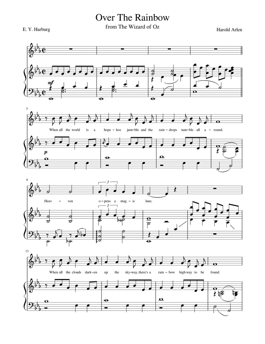 Over The Rainbow Sheet music for Piano, Soprano (Piano-Voice ...
