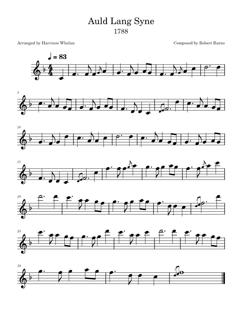 Auld Lang Syne Sheet music for Flute (Solo) | Musescore.com