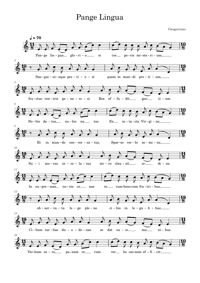 Pange Lingua Gregoriano Sheet music for Piano (A Capella) Easy ...