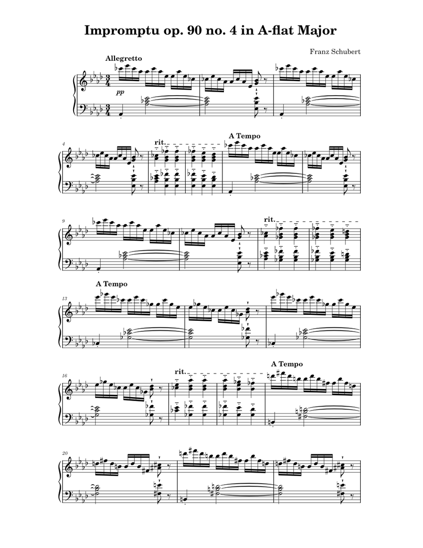 Impromptu op. 90 d. 899 no. 4 in A-flat Major - Franz Schubert Sheet music for Piano (Solo ...
