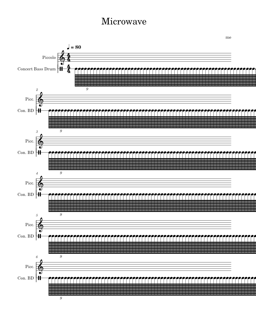 Microwave Sheet music for Flute piccolo, Bass drum (Brass Band (British ...