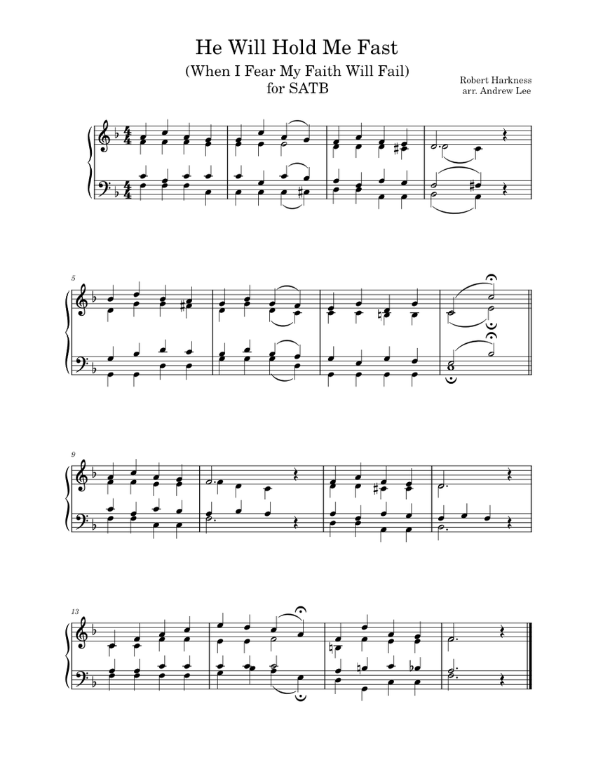 [SATB] He Will Hold Me Fast (When I Fear My Faith Will Fail) Sheet music for Piano (Solo) Easy ...