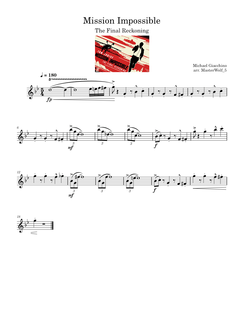 Mission Impossible Theme Sheet Music for Flute (Solo) | MuseScore.com
