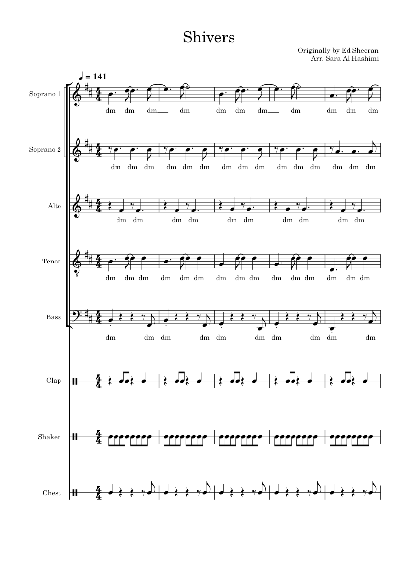 Shivers Sheet music for Soprano, Alto, Tenor, Bass voice & more ...