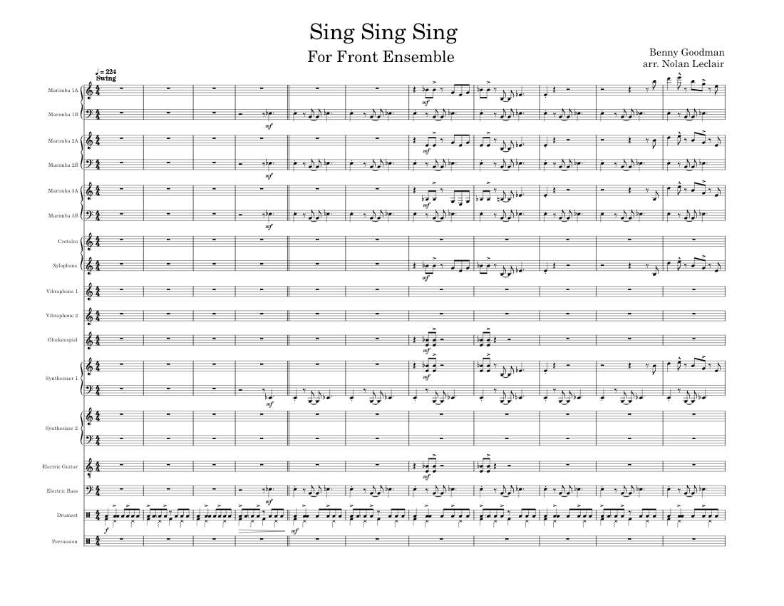 Sing Sing Sing – Benny Goodman Sing Sing Sing Sheet music for Vibraphone, Glockenspiel, Guitar ...