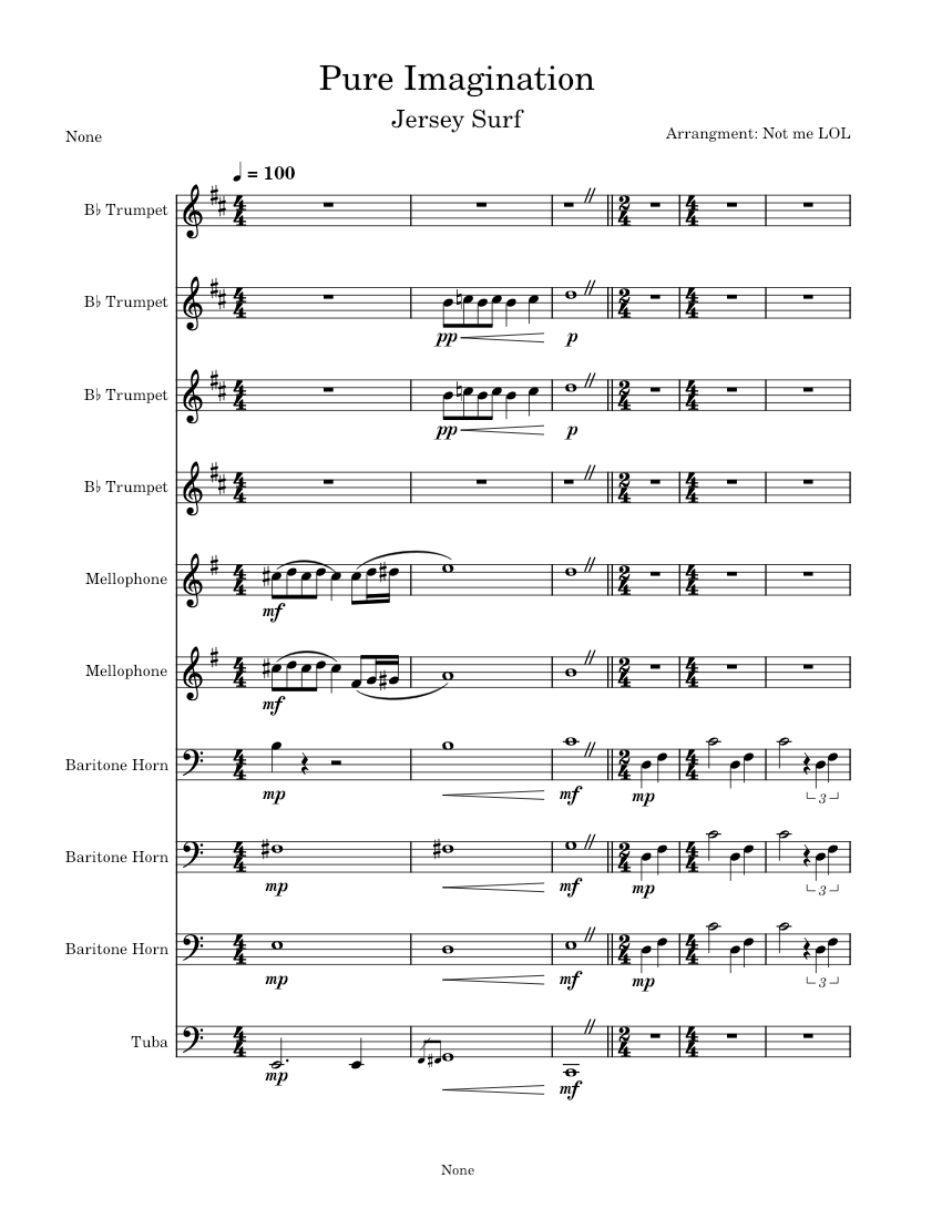 Jersey Surf - Pure Imagination Sheet music for Tuba, Mellophone ...