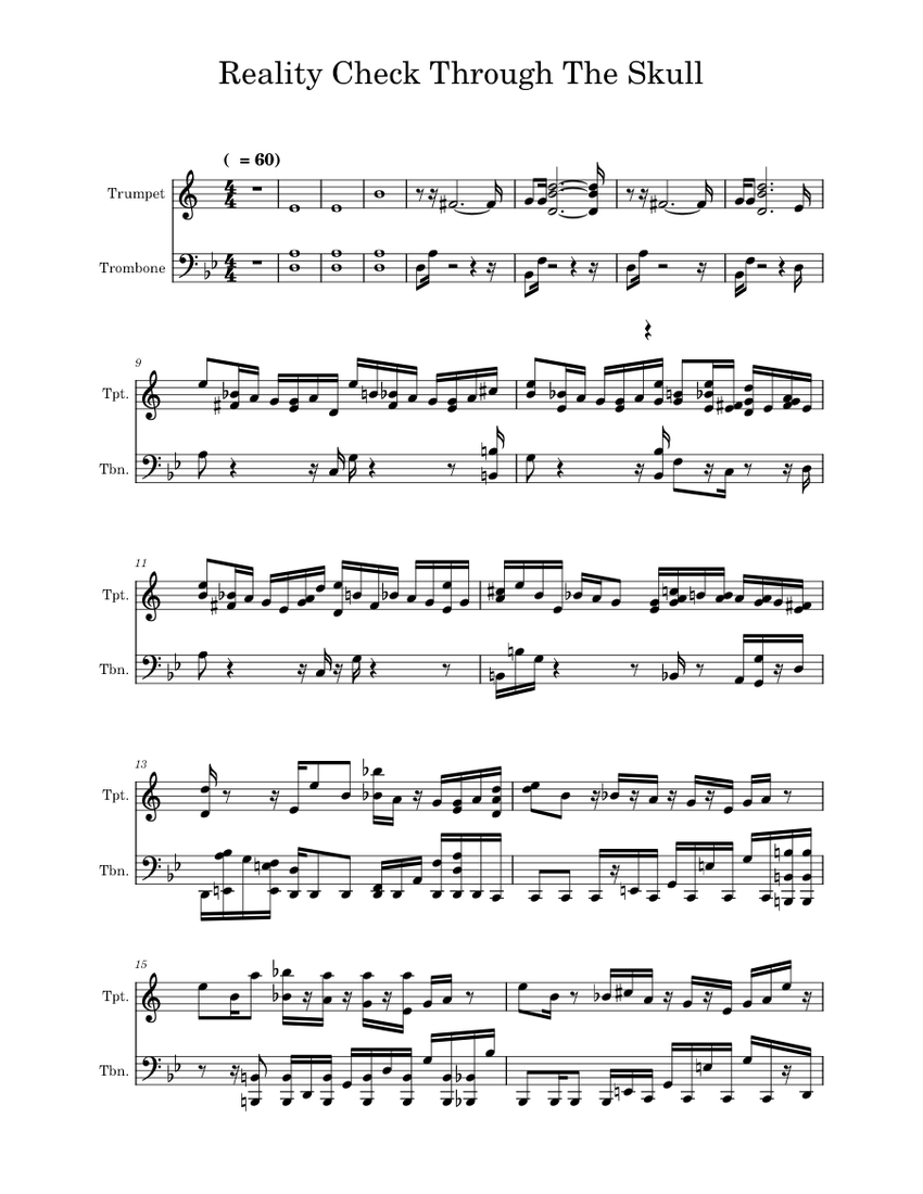 Reality Check Through The Skull Sheet music for Trombone, Trumpet other ...