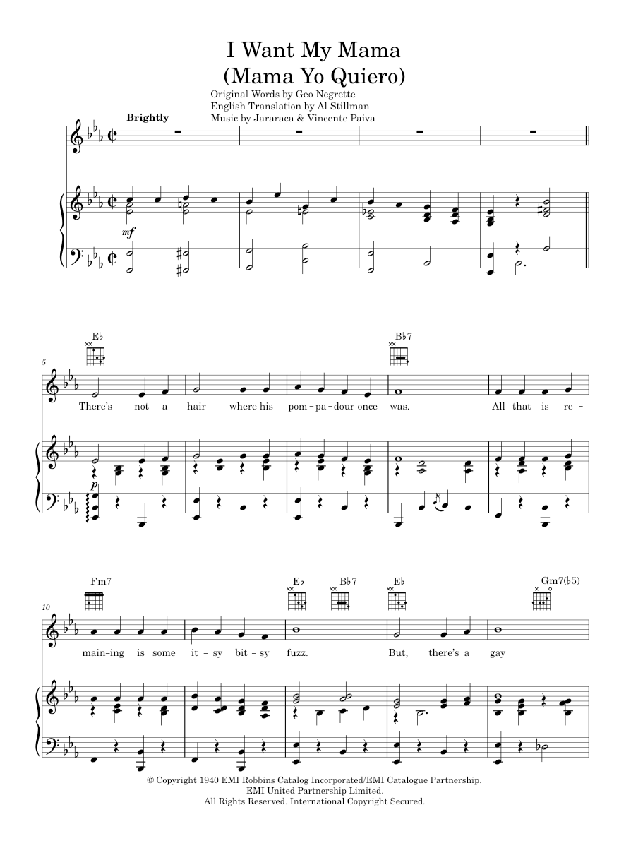 I Want My Mama (Mama Yo Quiero) Sheet music for Piano, Vocals by The ...