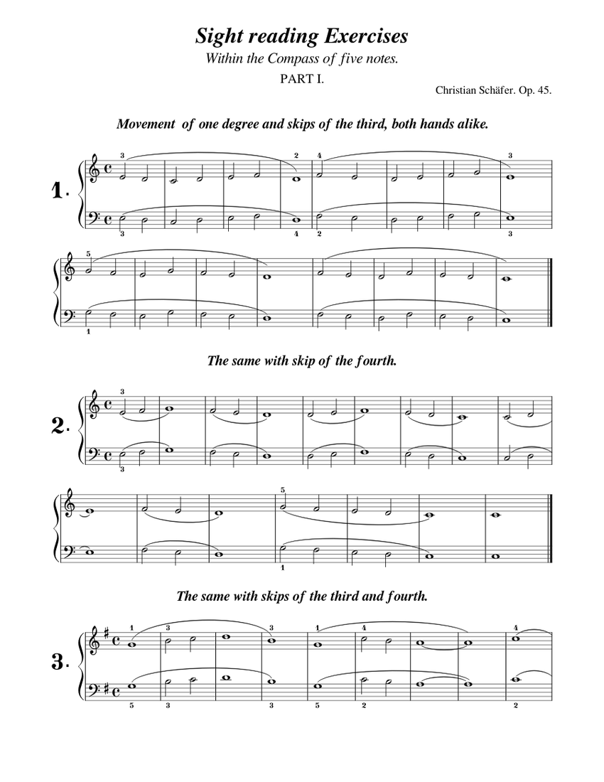 Sight Reading Exercise for Piano Preparation Sheet music for Piano ...